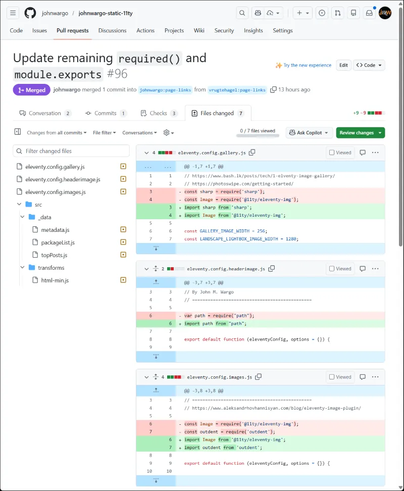 Eleventy Require Not Defined in ES Module Scope: John M. Wargo